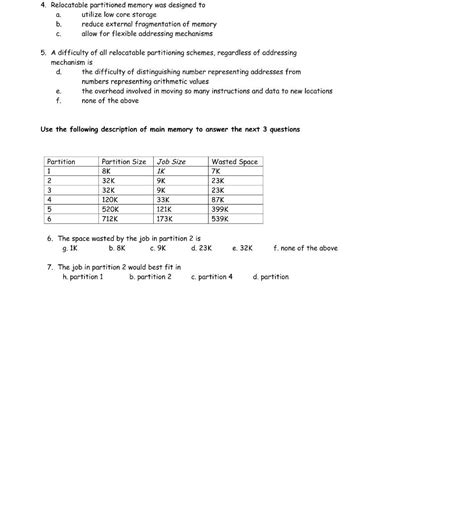 Solved A 4 Relocatable Partitioned Memory Was Designed To