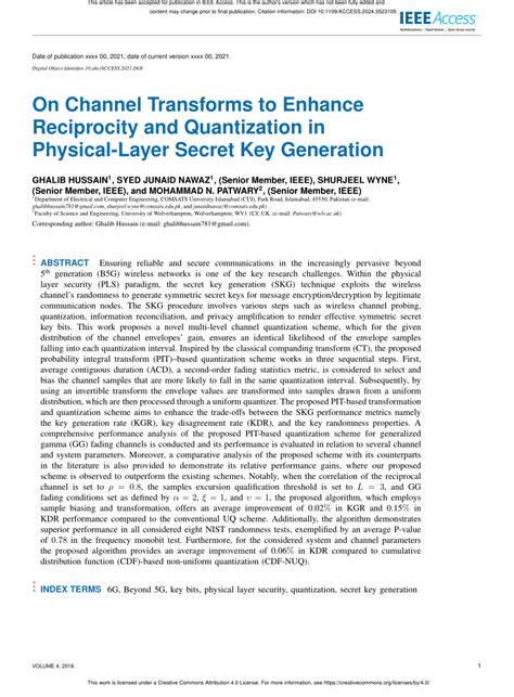 PDF On Channel Transforms To Enhance Reciprocity And Quantization In