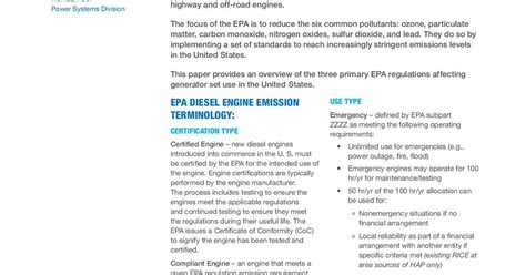 Epa Emission Standards For Diesel Generators Dcd