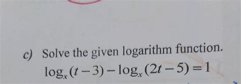 Solved C Solve The Given Logarithm Function Chegg