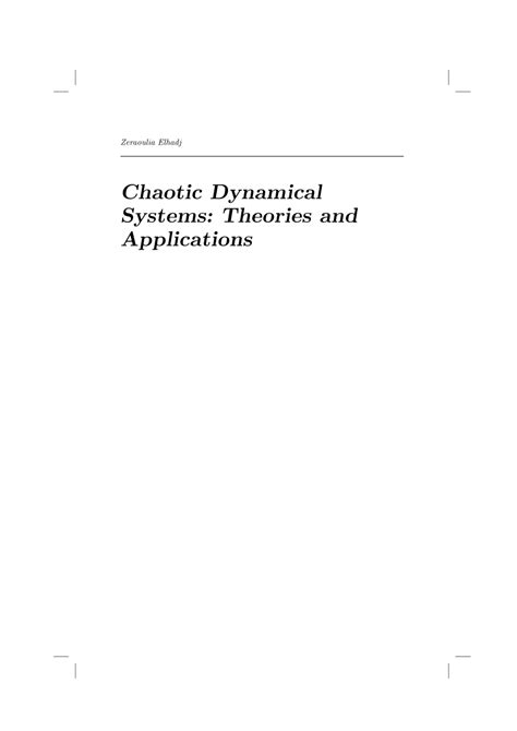 Pdf Chaotic Dynamical Systems Theories And Applications