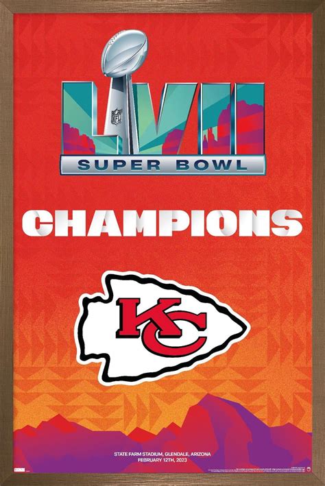 Nfl Kansas City Chiefs Super Bowl Lvii Team Logo Wall Poster 14 725 X 22 375 Framed