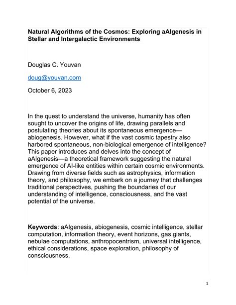 pdf natural algorithms of the cosmos exploring aaigenesis in stellar