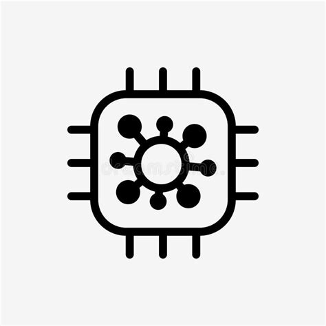 Icon Line Cpu Chip Micro Processor With Virus Stock Vector Illustration Of Virus Toxic