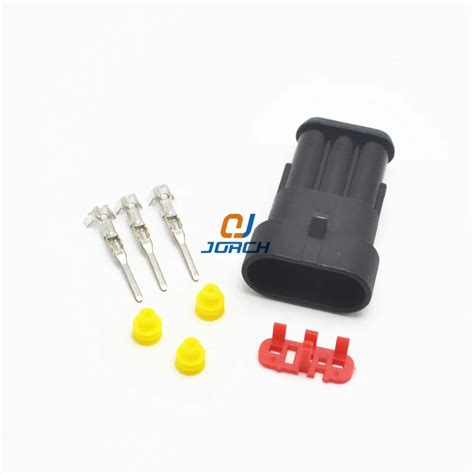 10 Sets 3 Pin Tyco Amp Electrical Auto Cable Plug Waterproof Wire
