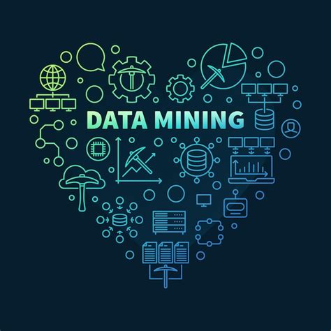 Premium Vector Data Mining Heart Colored Banner In Thin Line Style Database Analytics Concept