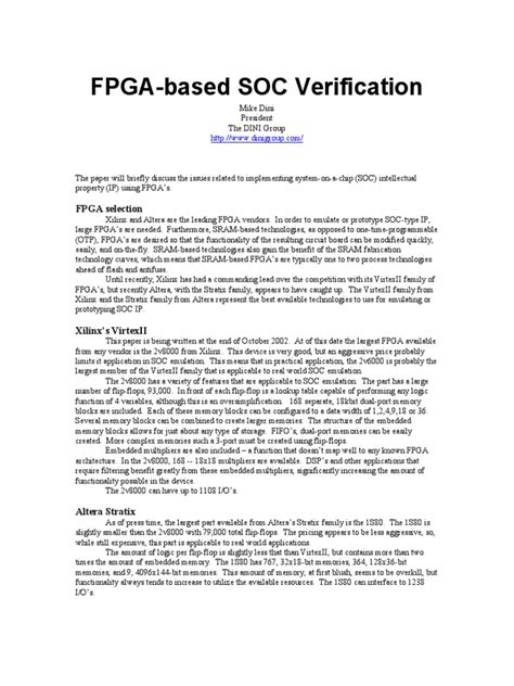 Fpga Based Soc Verification Pdf Field Programmable Gate Array System On A Chip