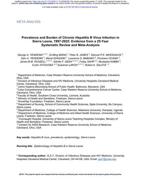 Pdf Prevalence And Burden Of Chronic Hepatitis B Virus Infection In