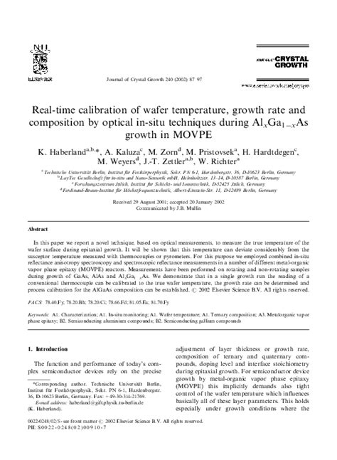 Pdf Real Time Calibration Of Wafer Temperature Growth Rate And Composition By Optical In Situ