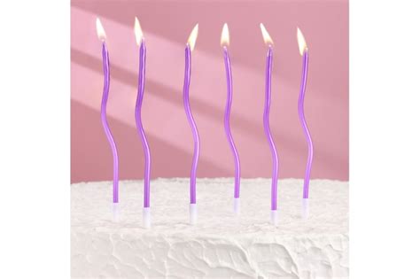 Свечи для торта витые Серпантин 6 шт коктейльные фиолетовые