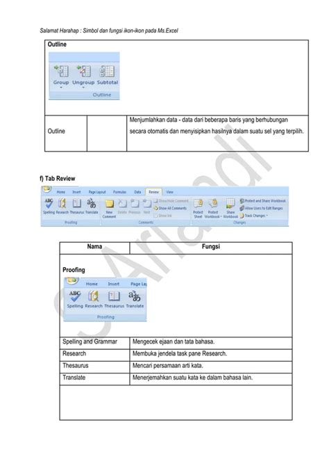 Simbol Dan Fungsi Ikon Pada Msexcel Docx