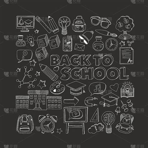回到学校涂鸦集。线性的图标素材 花瓣网