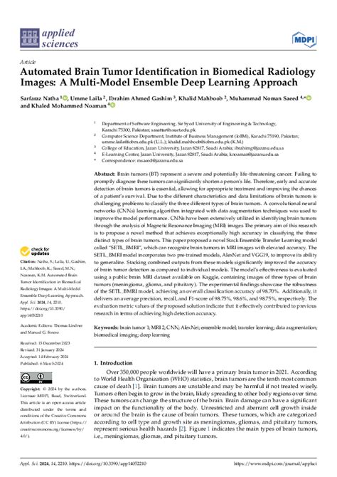 Pdf Automated Brain Tumor Identification In Biomedical Radiology