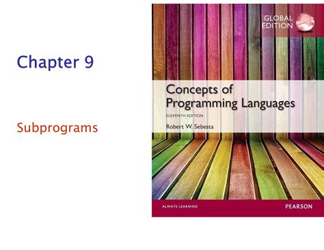 Ch9 Ch9 Notes By Robert W Sebestia Chapter 9 Subprograms Chapter 9 Topics • Introduction