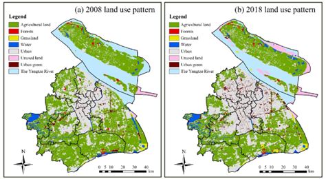 Land Use Patterns Of Shanghai In 2008 And 2018 A Land Use Patterns