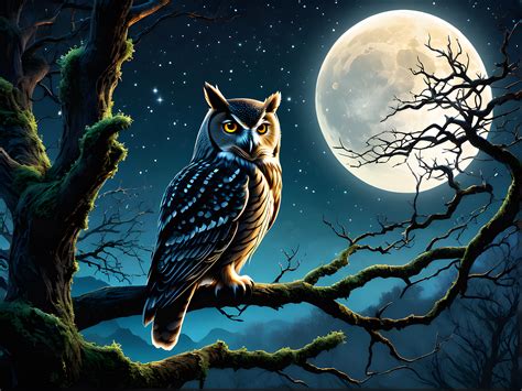 Download Ai Generated Owl Moon Royalty Free Stock Illustration Image