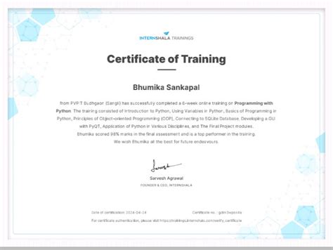 I Am Very Happy To Share This Certificate Of Python Programming From