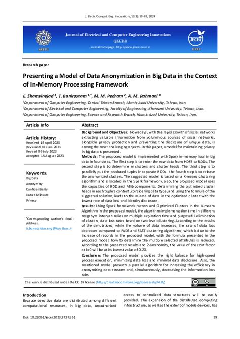 Pdf Presenting A Model Of Data Anonymization In Big Data In The