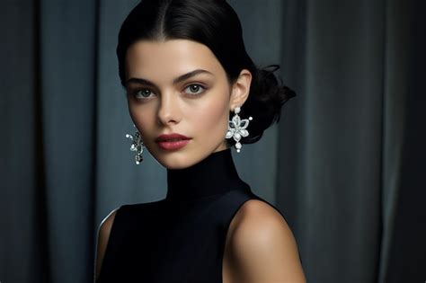 Premium Ai Image Illustration Of Female Model Star Earrings Chanel Modern Beautiful