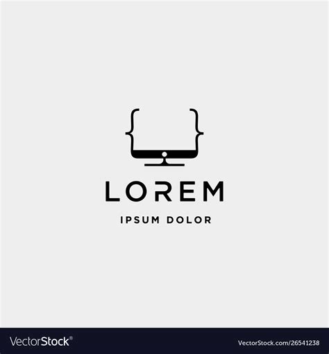 coding monitor logo design template lineart vector image