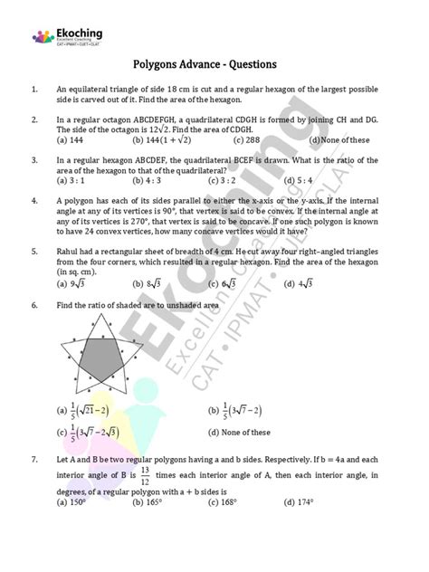 Polygon Questions And Practice Problems Pdf