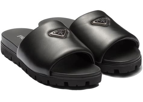 Prada Padded Slides Black Nappa Leather Mens Mens 2x30992dl8