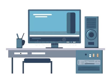 Modern Office Design With Computer Equipment Backdrop Stock Vector Illustration Of Technology