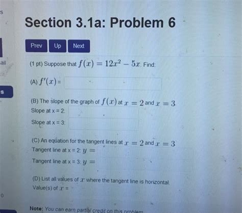 Solved Section 31a Problem 4 Prev Up Next 1 Pt Let Fx