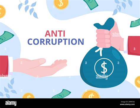 Anti Corruption Background Template Flat Cartoon Vector Illustration