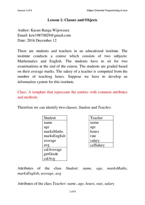 Pdf Classes And Objects