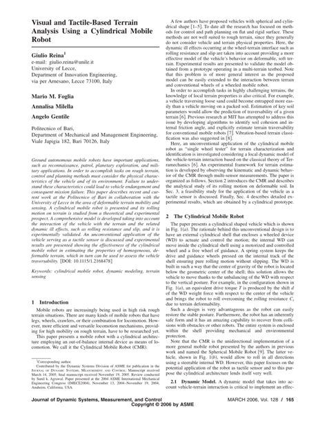 Pdf Visual And Tactile Based Terrain Analysis Using A Cylindrical Mobile Robot
