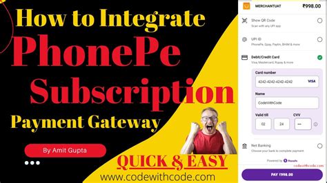 How To Integrate Phonepe Subscription In Website How To Integrate