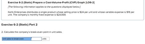 Solved Exercise 6 2 Static Prepare A Cost Volume Profit Chegg Com