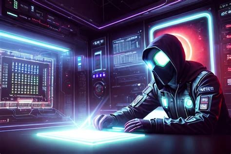 Premium Ai Image Scifi Masked Hacker Is Blacking Electric Meter