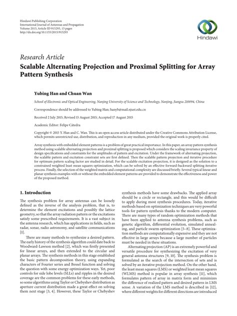 Pdf Scalable Alternating Projection And Proximal Splitting For Array Pattern Synthesis