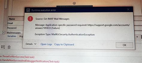 Get IMAP Mail Message Activity Application Password Required Studio UiPath Community Forum