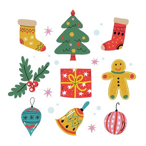 Premium Vector Flat Christmas Elements Collection