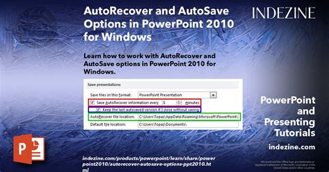 Autorecover And Autosave Options In Powerpoint 2010 For Windows