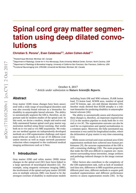 Pdf Spinal Cord Gray Matter Segmentation Using Deep Dilated Convolutions