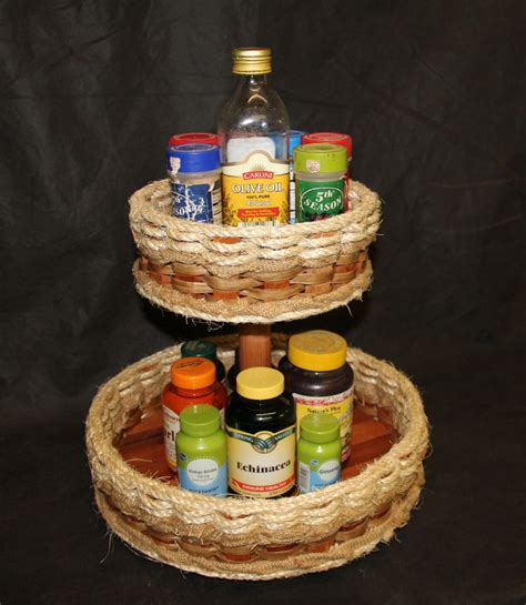 Double Lazy Susan Basket Shabby Chic Collection Foxcreek Baskets