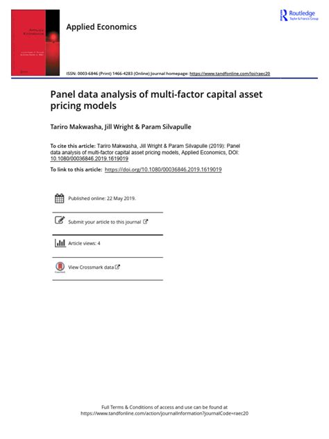 Panel Data Analysis Of Multi Factor Capital Asset Pricing Models Pdf