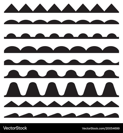 Set Of Seamless Zigzag And Wave Borders Design Vector Image