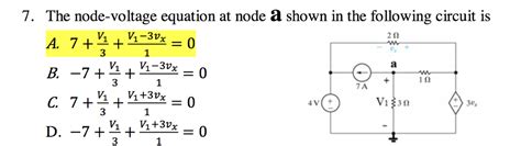 Solved The Node Voltage Equation At Node A Shown In The Chegg Com