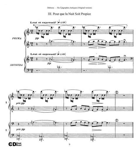 Debussy Six épigraphes Antiques 2 Piano S 钢琴谱 简谱