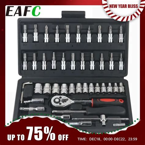 자동차 수리 도구 키트 14 인치 소켓 세트 래칫 토크 렌치 콤보 자동차 수리 세트 정비 도구 46 개
