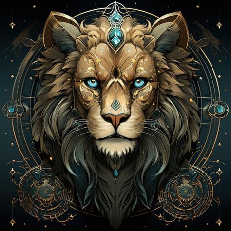 레오 조디악 로그인 별자리 점성술 개념 배경 점성술 운세 기호가 있는 조디악 레오의 이미지 프리미엄 사진