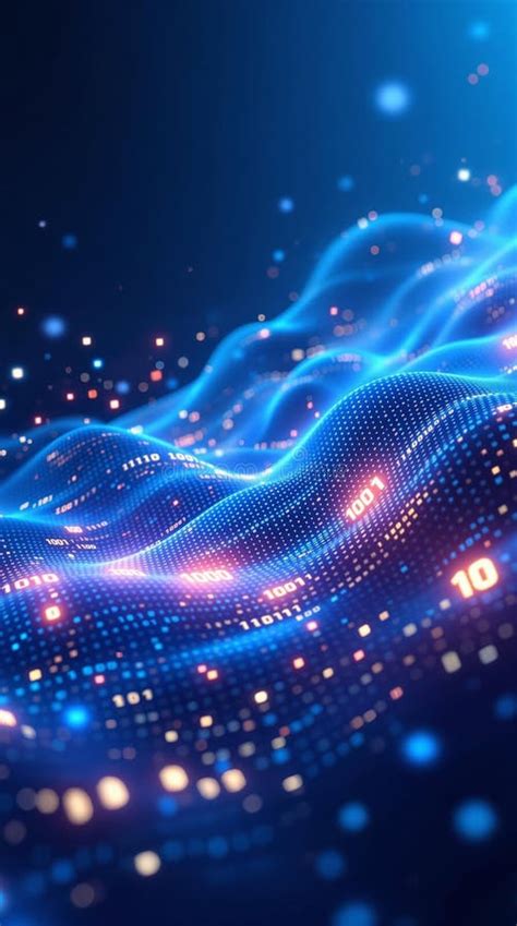 Visualization Of Flowing Binary Code And Data Streams In Blue Tones