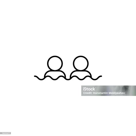 수영 바다 아이콘에 두 사람 Ui 및 Ux 웹 사이트 또는 모바일 응용 프로그램에 대한 여름 아이콘의 간단한 얇은 라인 개요 벡터 구조에 대한 스톡 벡터 아트 및 기타