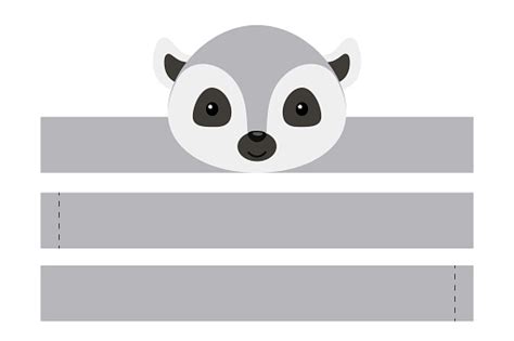 인쇄 가능한 여우원숭이 종이 모자 파티 크라운 은 생일 크리스마스 베이비 샤워를위한 컷 템플릿을 다이 엔터테인먼트를위한 재미있는 액세서리 흰색 배경에 고립 된 종이 크라운을