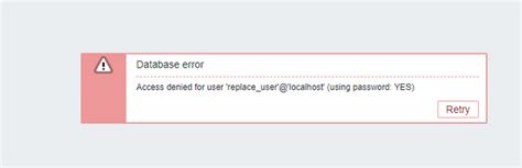 access denied for user replace user localhost using password yes
